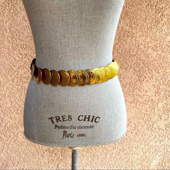 Vintage | Accessories | Vintageelizabeth Ii Regina Gold Coin Belt ...
